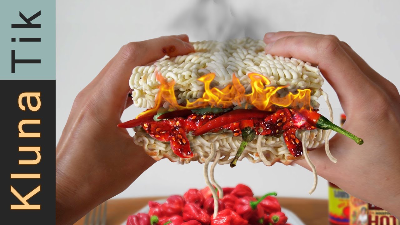 Eating SPICIEST Korean Fire Noodles burger in the WORLD! - YouTube