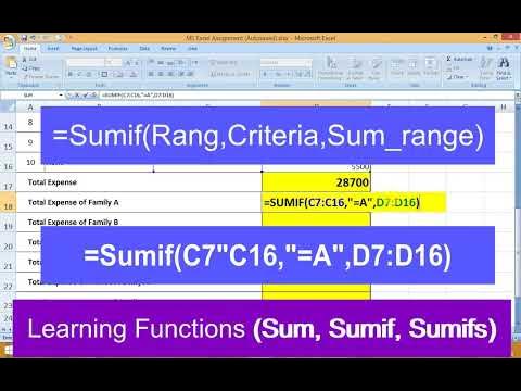 Lecture No. 08 | (MS. Excel) | Sum | Sumif | Sumifs | Function in MS. Excel By Kashif Habib Assi ...