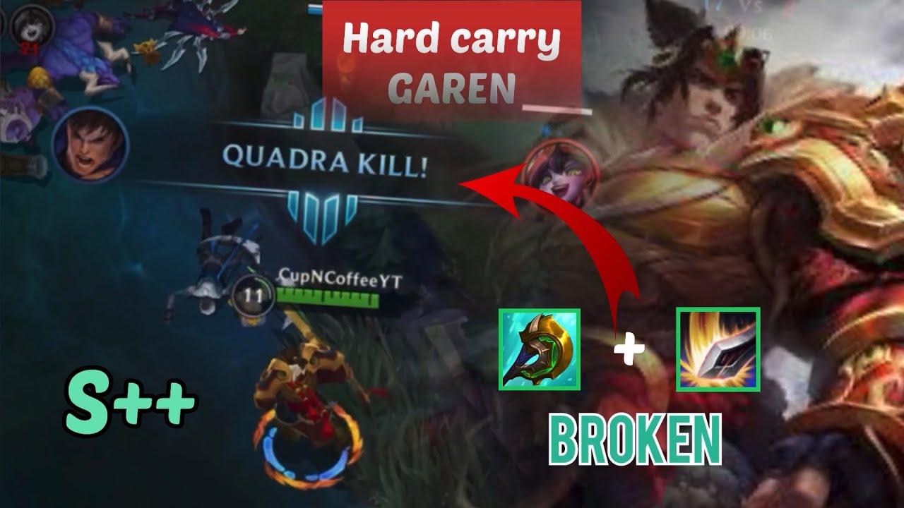 MAIN GAREN HAS SO MUCH DMG WITH DIVINE SUNDERER?!! Ez carry/Quadrakill ...