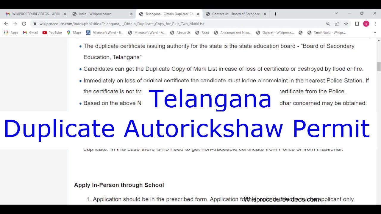 Telangana - Apply Online for Duplicate Contract Carriage Autorickshaw ...
