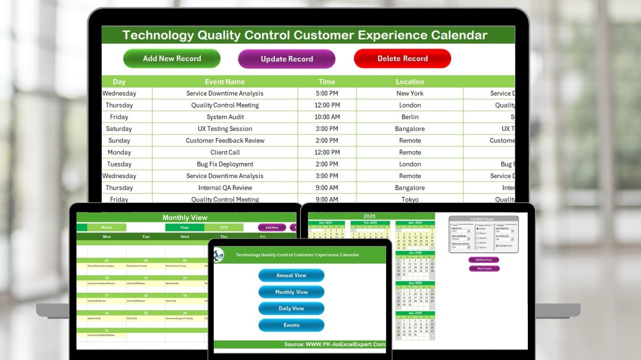 Technology Quality Control Customer Experience Calendar in Excel - YouTube
