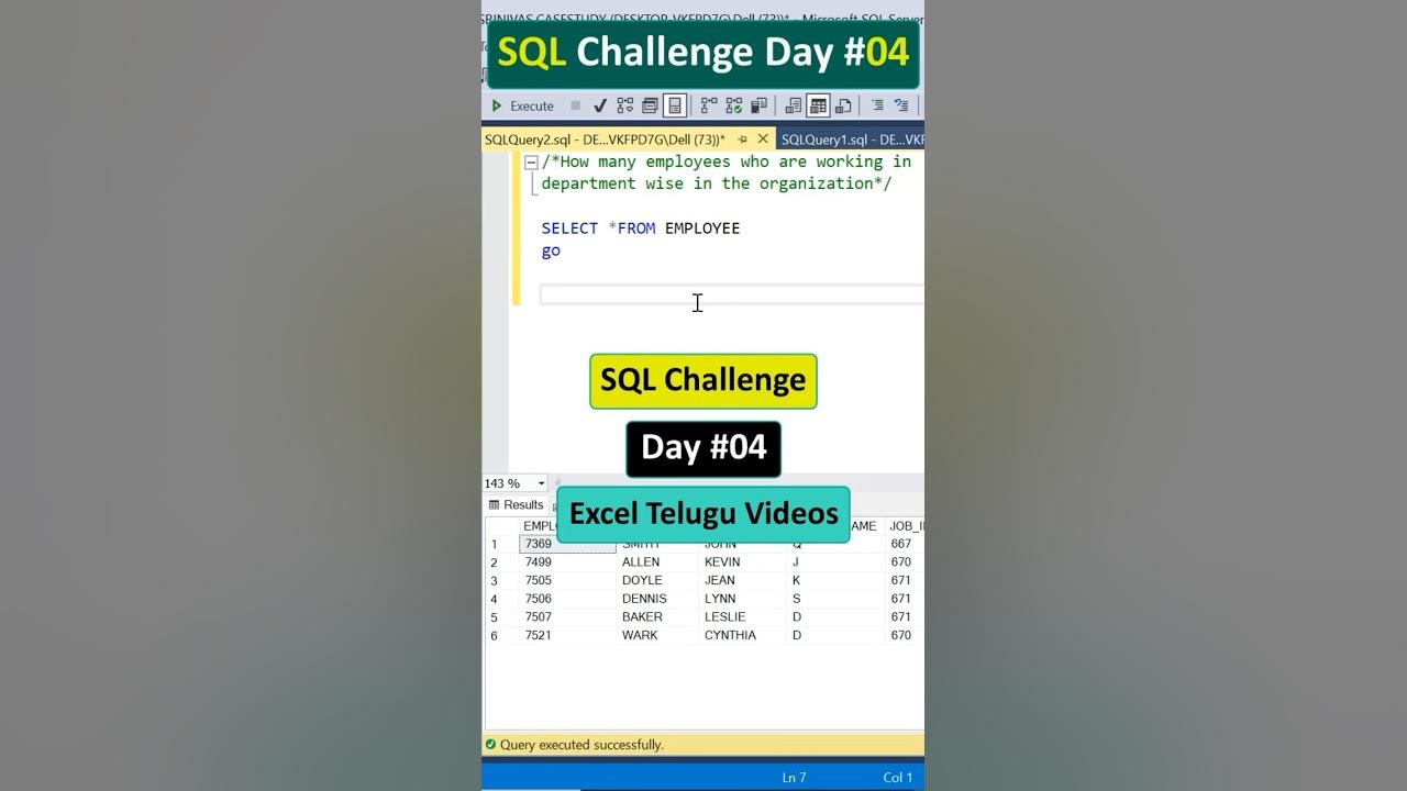 Sql Challenge Day 04 In Telugu Sql Telugu Tutorial Sql Shorts Youtube