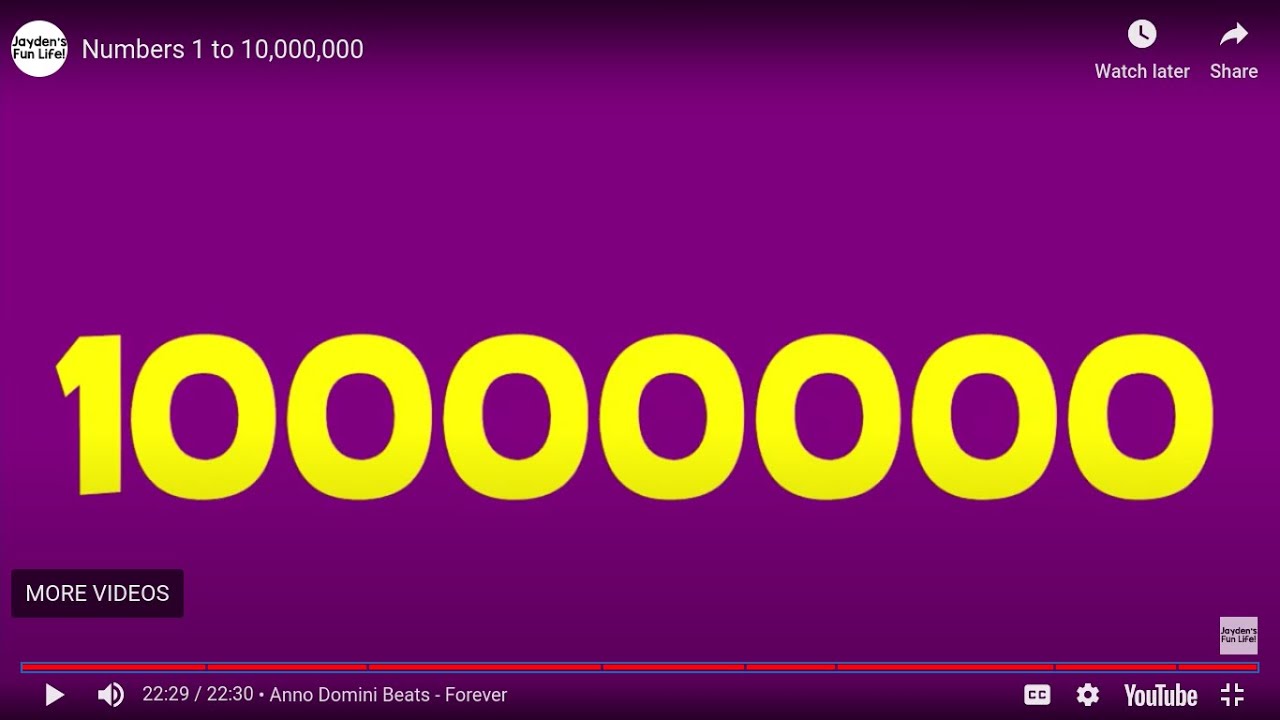 Numbers 1-10000000 in 5 Minutes - YouTube
