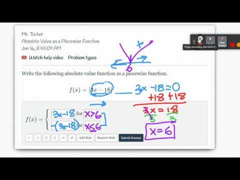 Write Absolute Value as Piecewise Function | Linear Absolute Value - YouTube