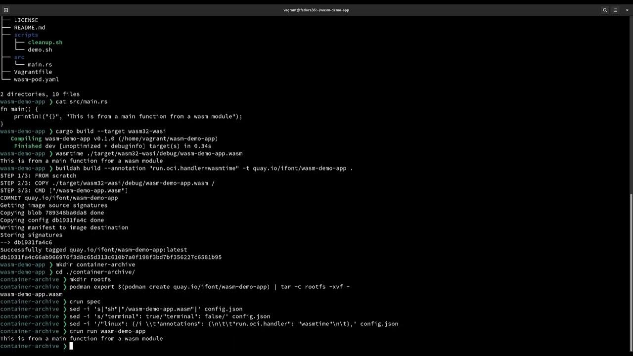 Executing WebAssembly (Wasm) modules in containers using crun, podman, and MicroShift - YouTube