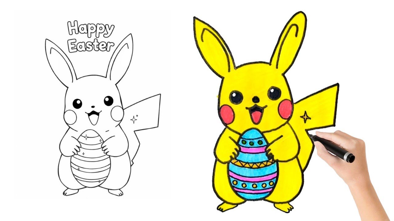Happy Easter | Pikachu With Easter Egg | How To Draw Easter Egg - YouTube