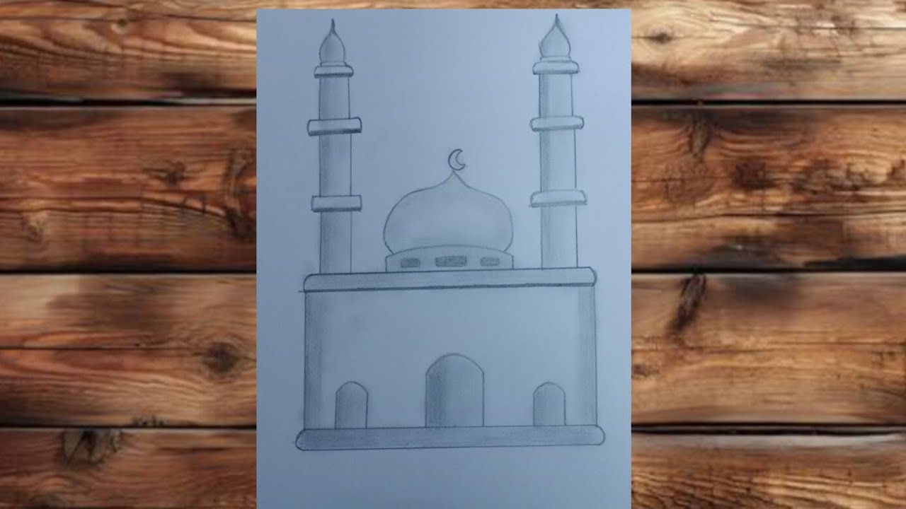 Masjid Drawing Easy and Beautiful | Mosque Drawing Very Easy With ...