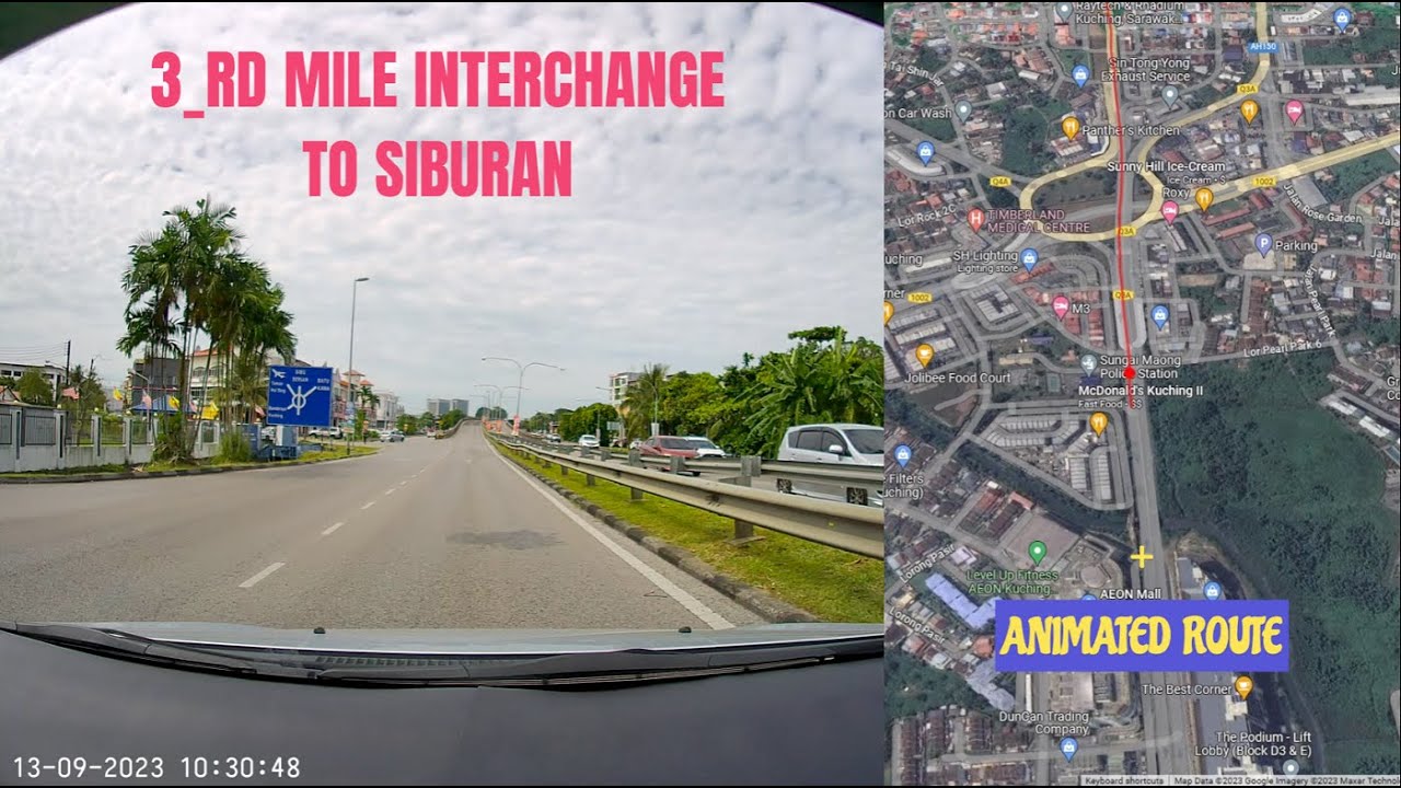 Kuching to Siburan road trip + animated route - YouTube