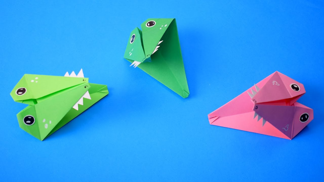 DIY Paper crocodile Puppet TikTok / Origami crocodile - YouTube