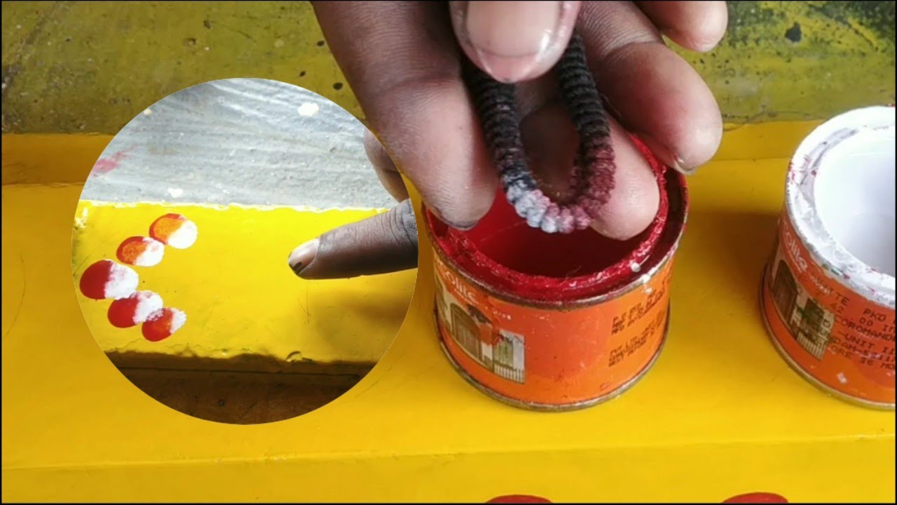 how to make gadapa design gummam muggulu with hair rubber band & finger ...