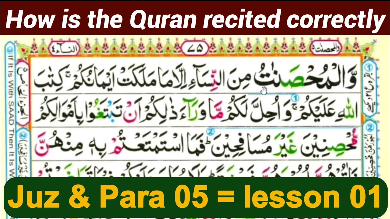 Learn Quran Surah Nisaa Ayat# 24-25 (Juz & Para 05 lesson 01) | Learn ...