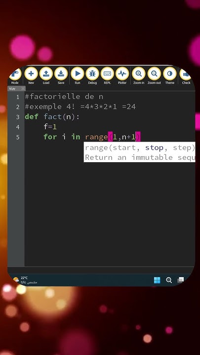 factorielle de n avec python #programming #bac #tp #algorithme - YouTube