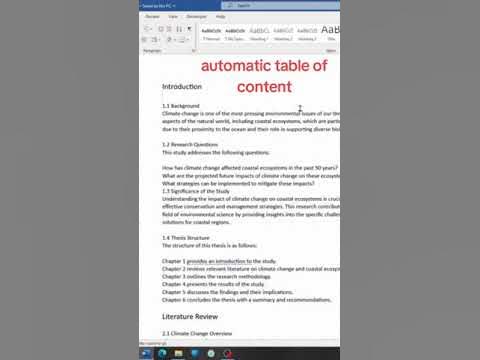 How to insert automatic table of content on ms word - YouTube