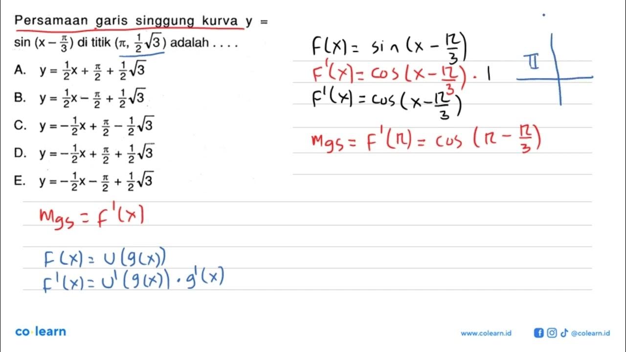 persamaan-garis-singgung-kurva-y-sin-x-pi-3-di-titik-pi-1-2-akar-3