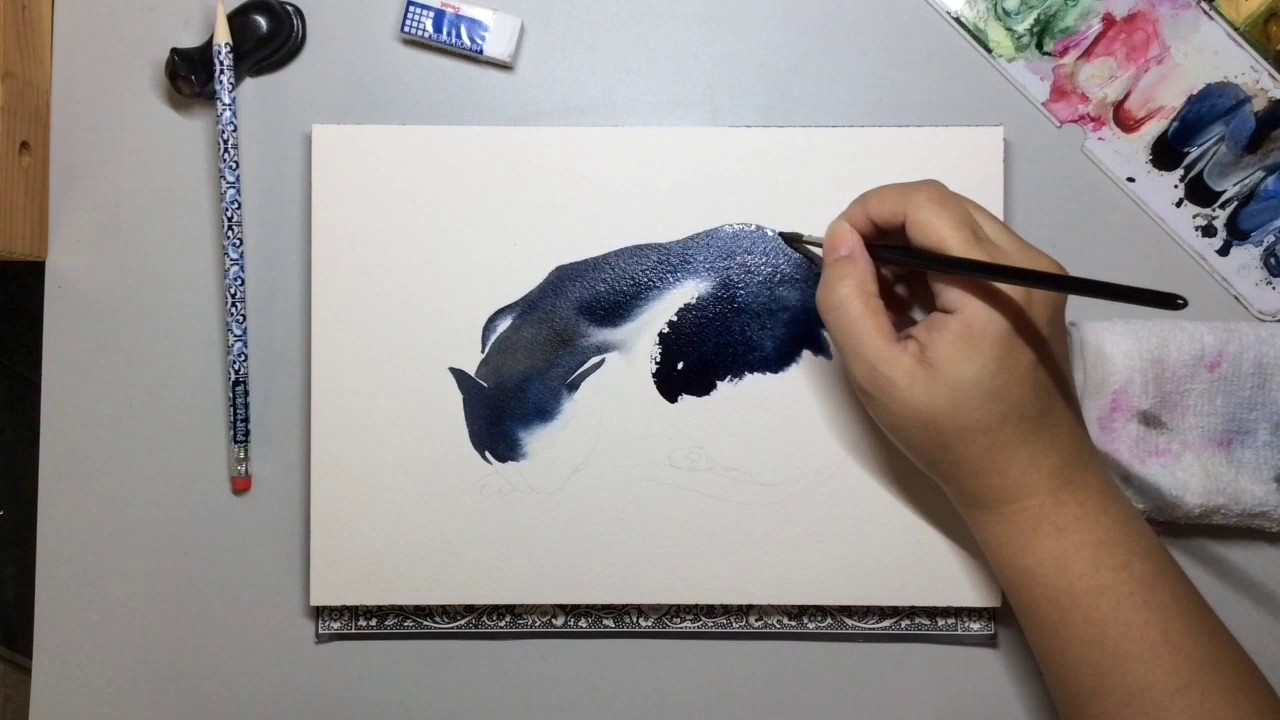 How to paint a sleeping Cat in watercolours by Leach - YouTube