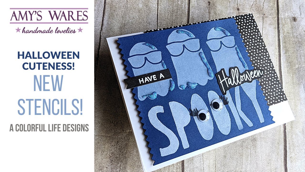 Cute Ghost Squad Stenciled Card. Plus...use that PATTERN PAPER TOO ...