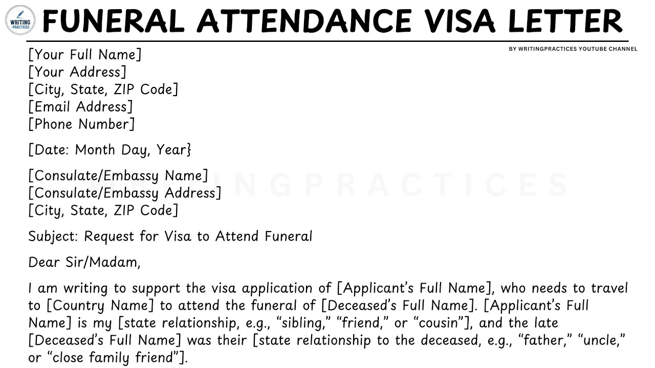 [LETTER TEMPLATE] How To Write A Funeral Attendance Visa Letter Steps ...