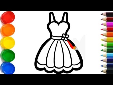 How to draw a frock | Easy & simple frock drawing for kids & beginners ...