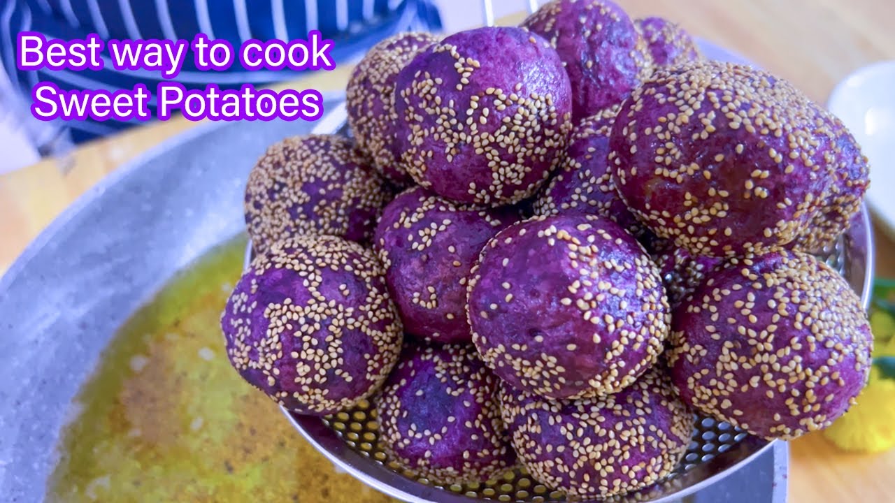 Amazing fried sweet potatoes balls | Best way to cook purple potatoes ...