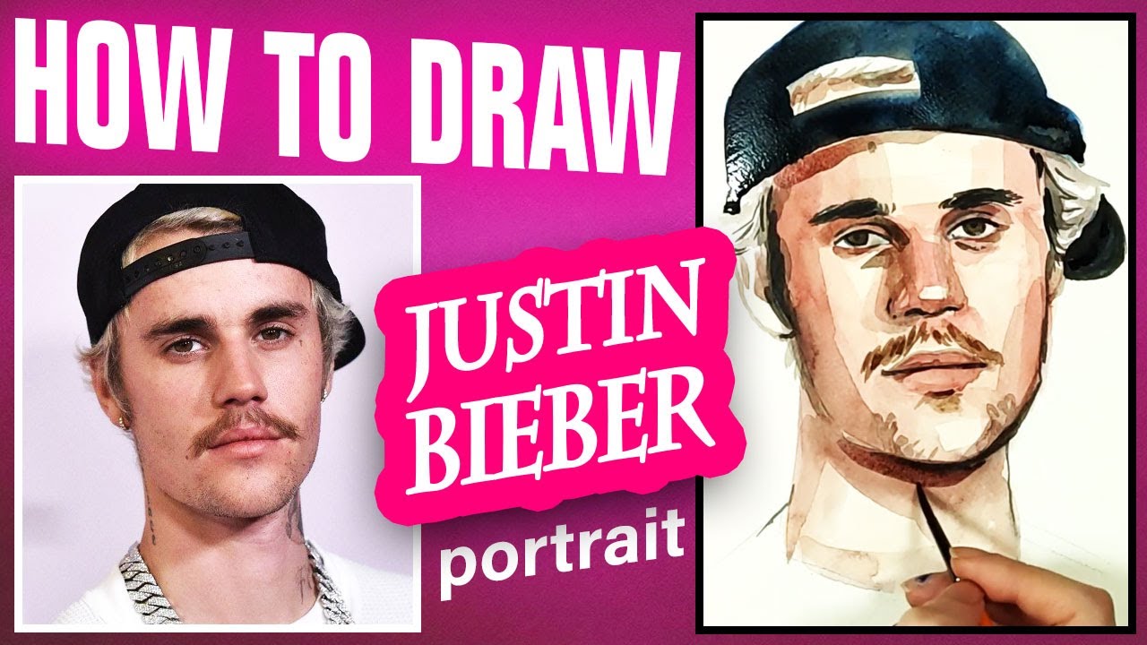 drawing justin bieber - watercolor painting Timelapse of justin bieber ...