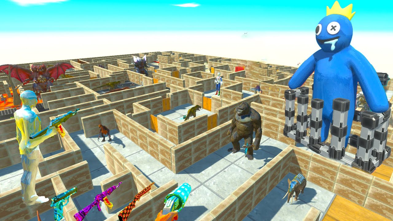 FPS AVATAR RELEASE RAINBOW FRIENDS BLUE DEADLY MAZE - Animal Revolt Battle Simulator - YouTube
