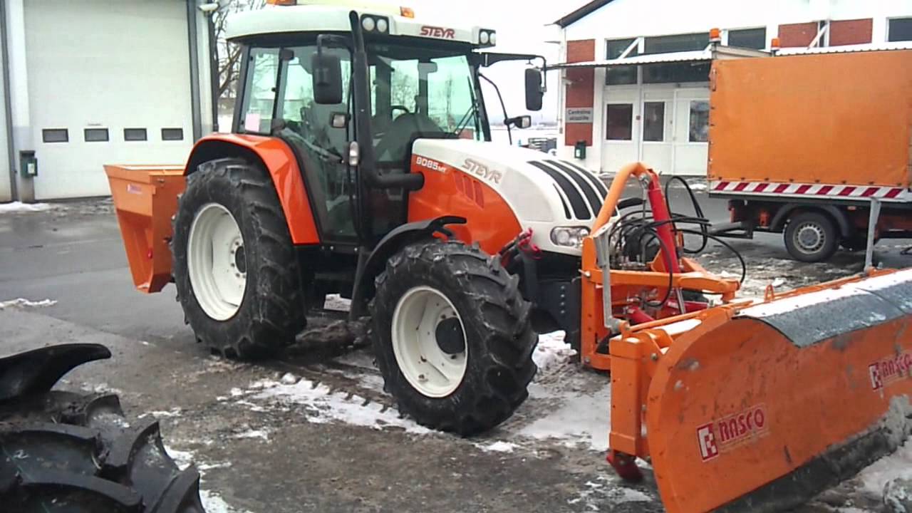 Steyr 9105 MT & 9085 MT on snow - YouTube