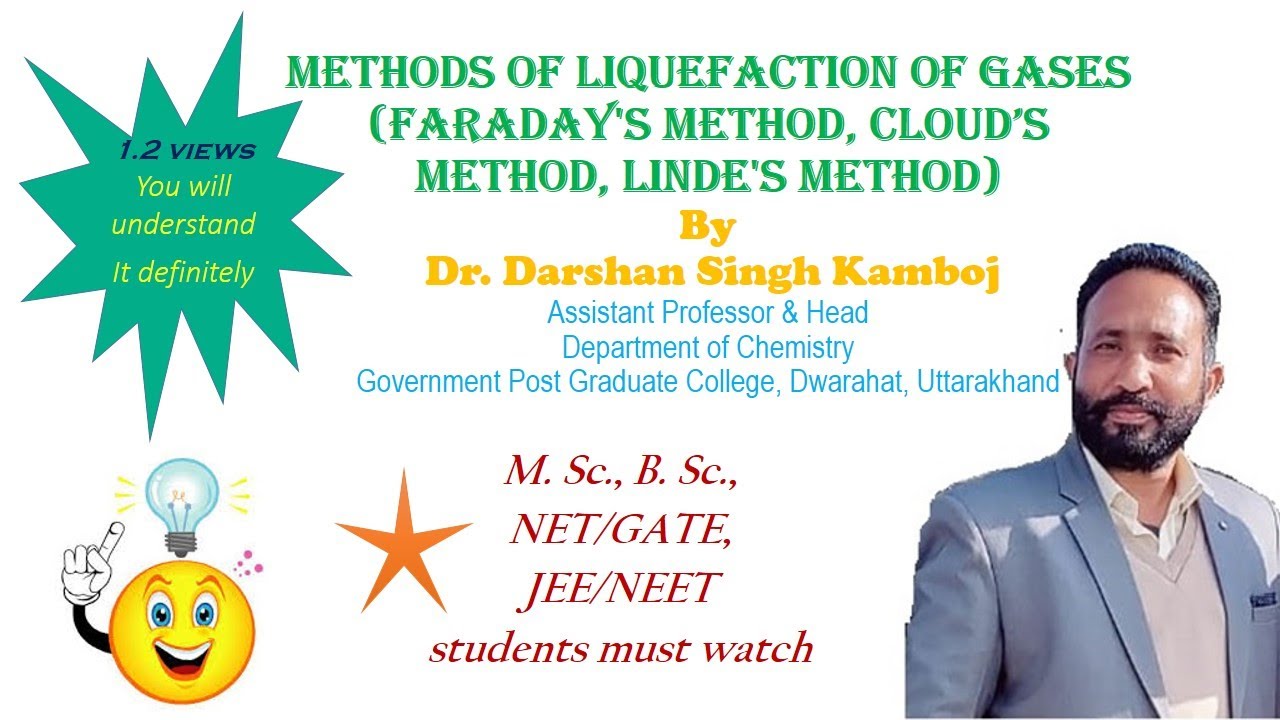 Methods of liquefaction of gases (Faraday's method, Cloud's method ...