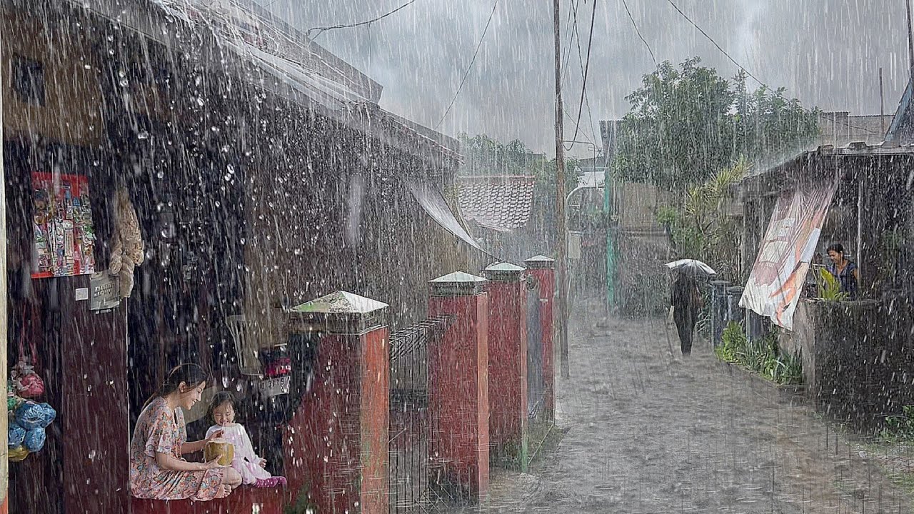 Super Heavy Rain in my village | non-stop rain all day, fell asleep ...