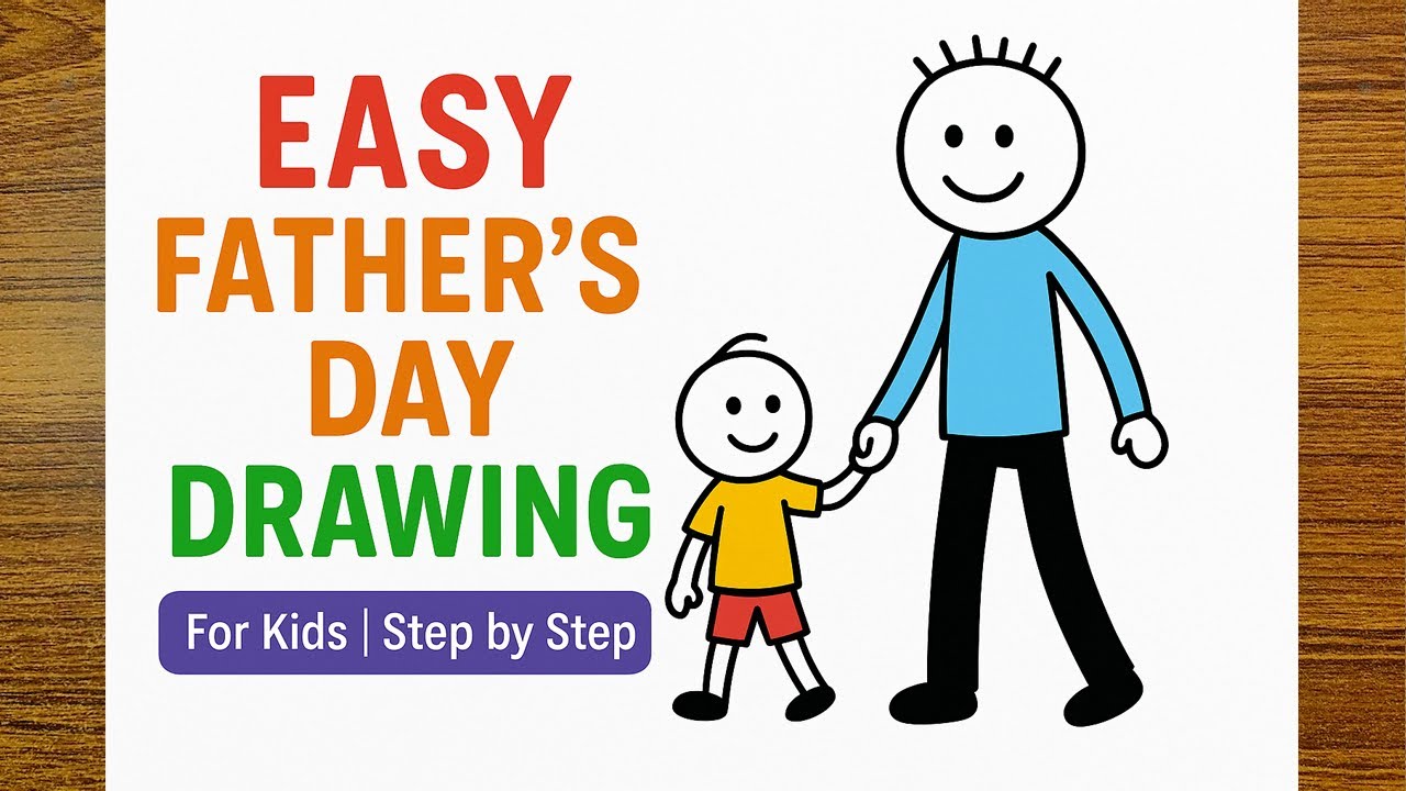 Easy Father's Day Drawing for Kids | Step by Step Drawing Tutorial ...