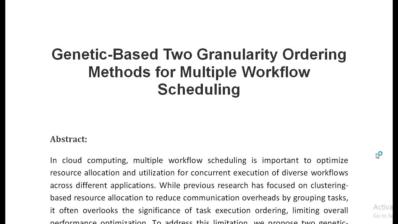 Genetic Based Two Granularity Ordering Methods for Multiple Workflow Scheduling - YouTube