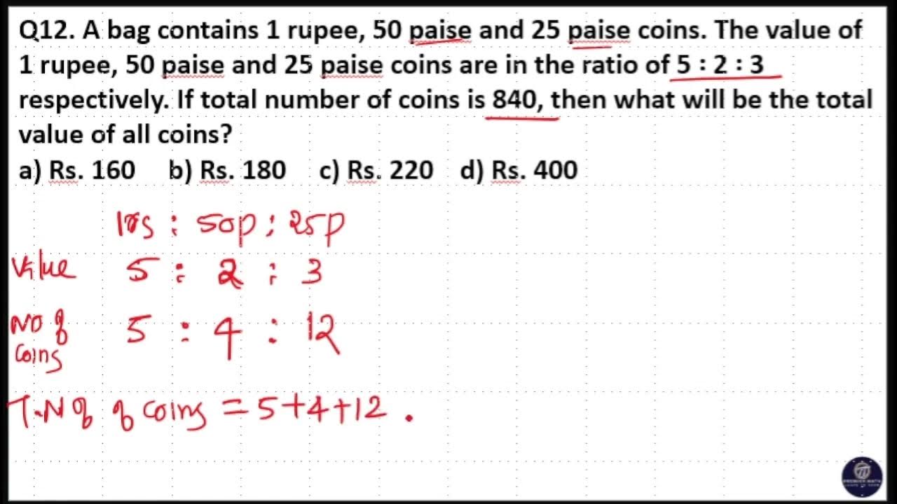 A bag contains 1 rupee, 50 paise and 25 paise coins The value of 1 ...