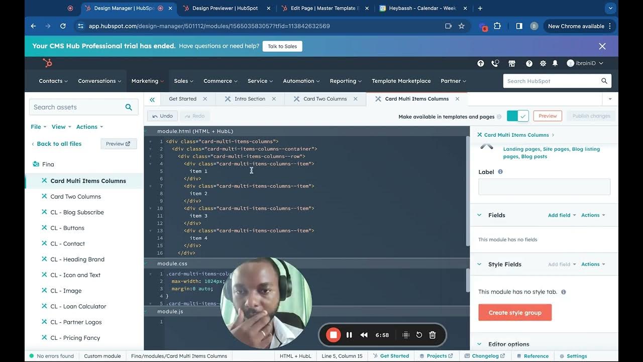 Mastering HubSpot CMS: Part 5.3 - Build a Card Multi Items Columns module - YouTube