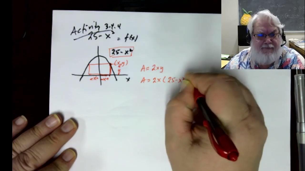 Math 124, Section 3.4: Optimize a rectangle under a parabola - YouTube