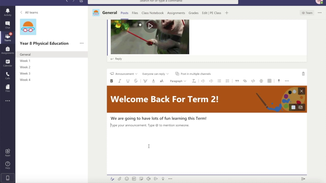 Microsoft Teams Announcement Using Graphic Banners Included In Teams Microsoft Teams Announcement Using Graphic Banners Included In Teams