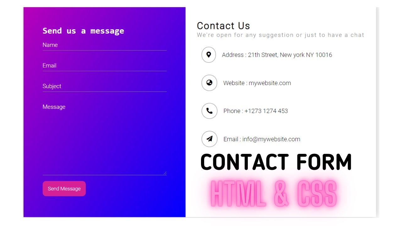 How To Make Contact Form Design Using Html And Css Only Techiescraze Youtube 3612