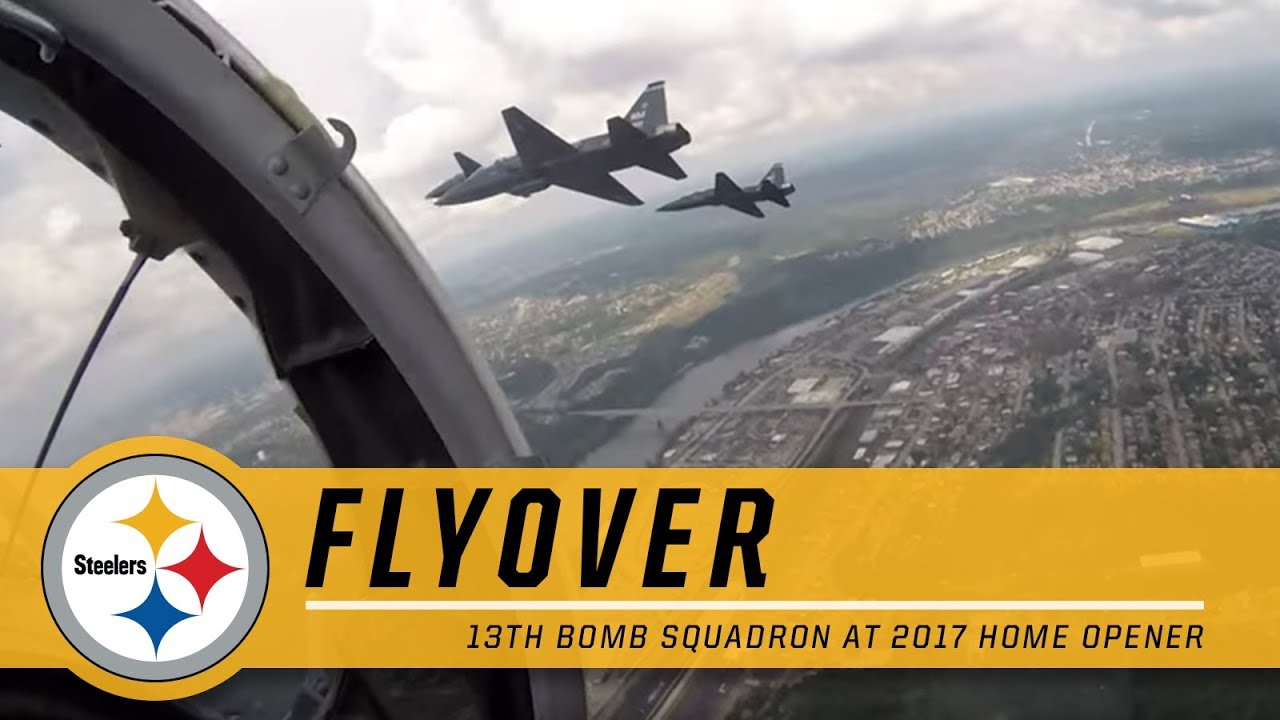 13th Bomb Squadron Flyover at Steelers Home Opener - YouTube