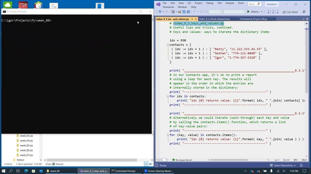 9.3 Python dictionary keys and values - YouTube