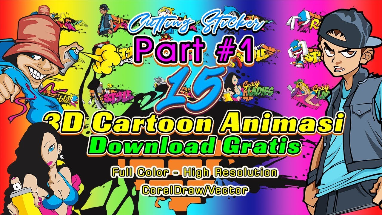 Gratis 3D Cartoon Animasi Format CorelDraw Vector Part 1 - YouTube