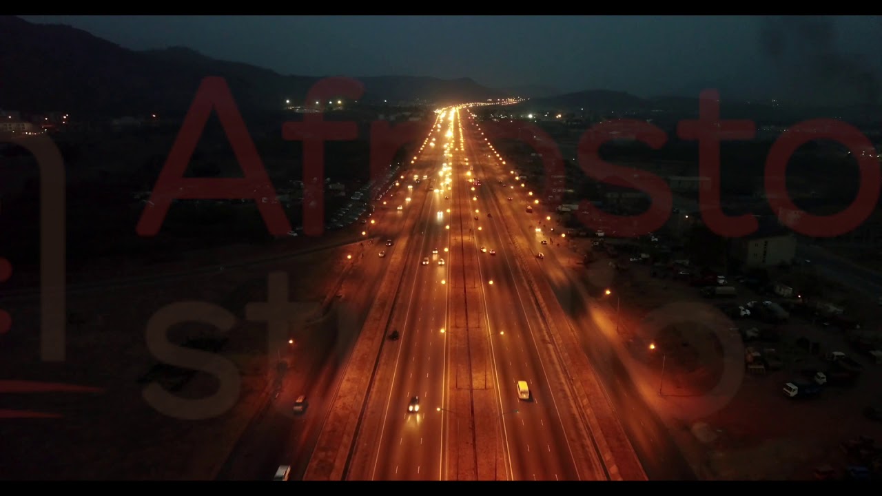NIght aerial view of busy Abuja city highways - YouTube