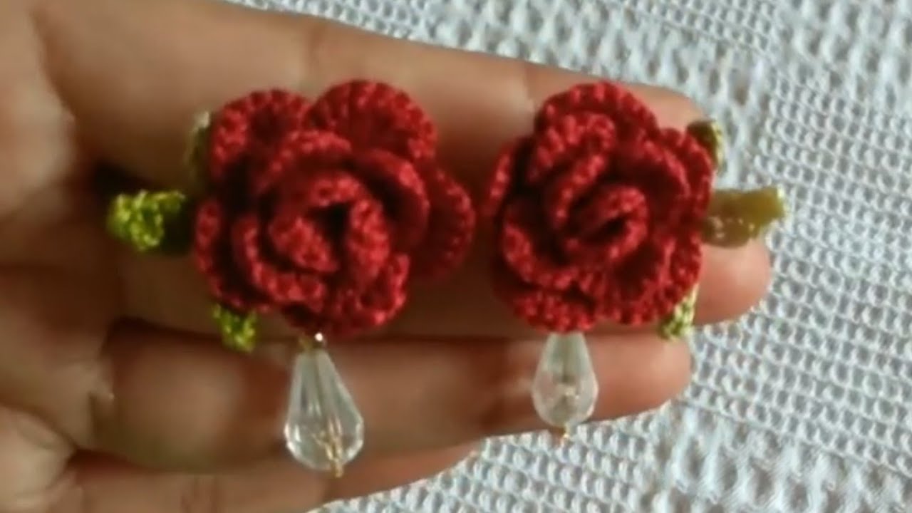 HOW TO MAKE CROCHET EARRINGS | ROSE EARRINGS - YouTube