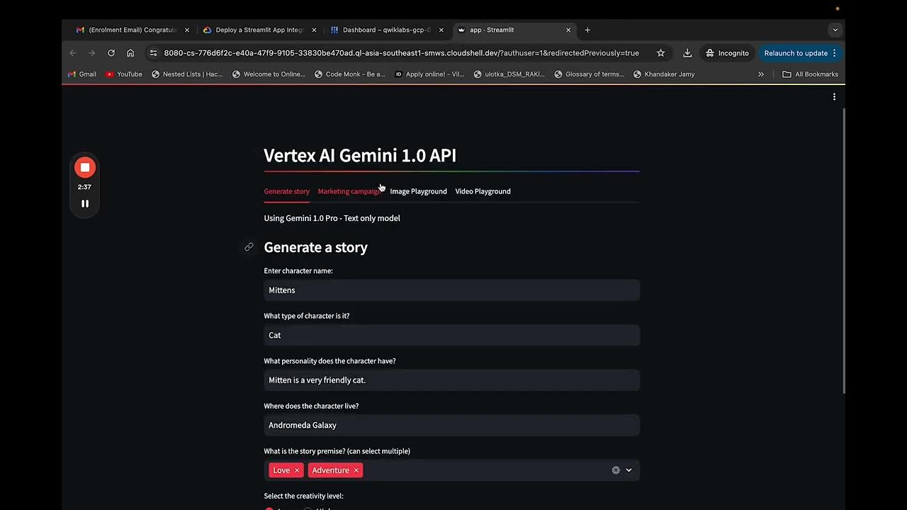 Deploy a Streamlit App Integrated with Gemini Pro on Cloud Run | GSP1229 - YouTube