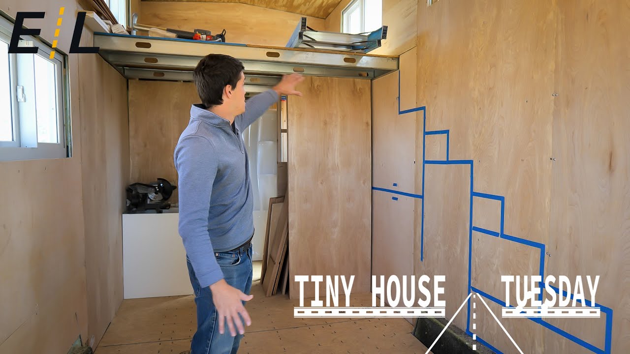 Tiny House Walls & Custom Stair Plans | DIY Tiny Home Build - YouTube