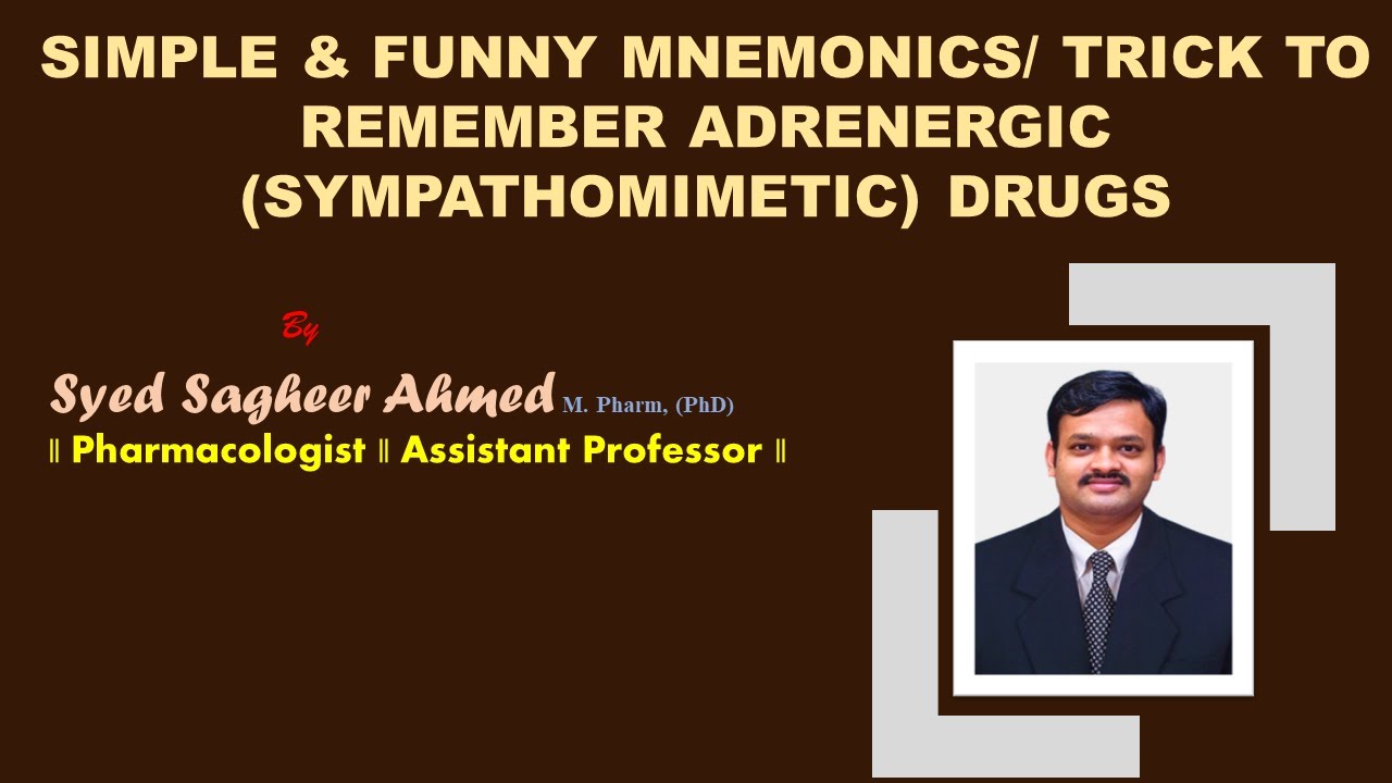 MNEMONICS/ TRICK TO REMEMBER ADRENERGIC (SYMPATHOMIMETIC) DRUGS (SIMPLE ...