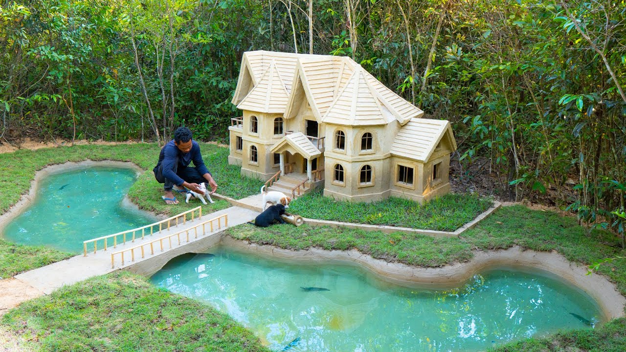 Rescue Dog and building a Dog House for Puppies, Puppies Villa - YouTube