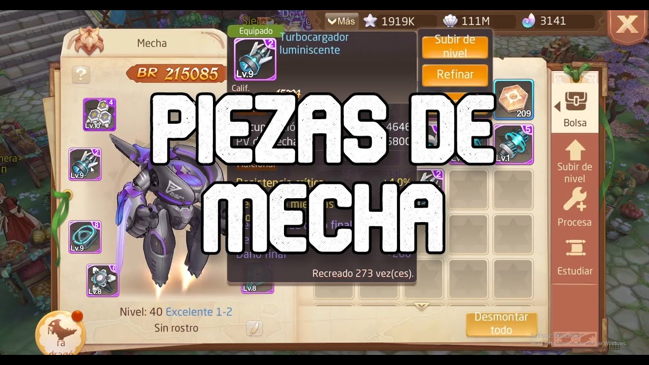 PIEZAS de MECHA - Mejores STATS | Tales Of Wind - YouTube