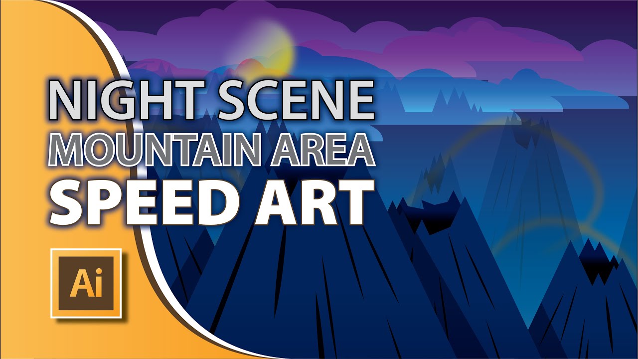 [SPEED ART - Adobe Illustrator] - Mountain Range Scene - YouTube