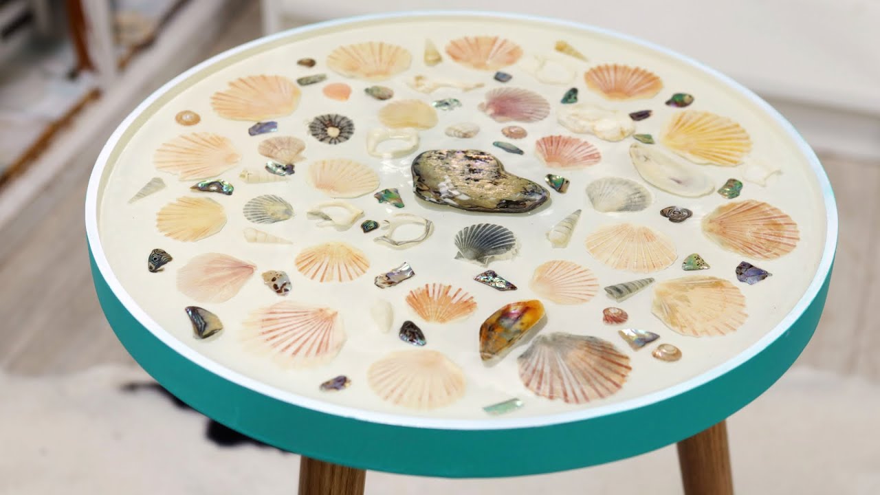 Resin art tutorial | DIY ocean table with seashells and epoxy resin - YouTube