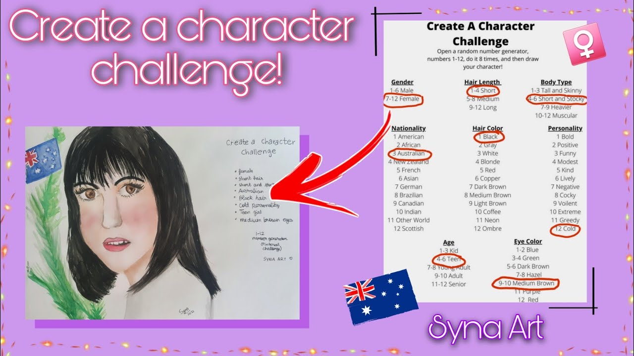 create a character challenge *with online number generator* ...|Syna ...