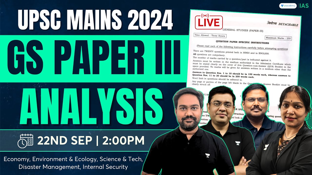 UPSC CSE Mains 2024 | GS Paper 3 Complete Analysis & Discussion ...