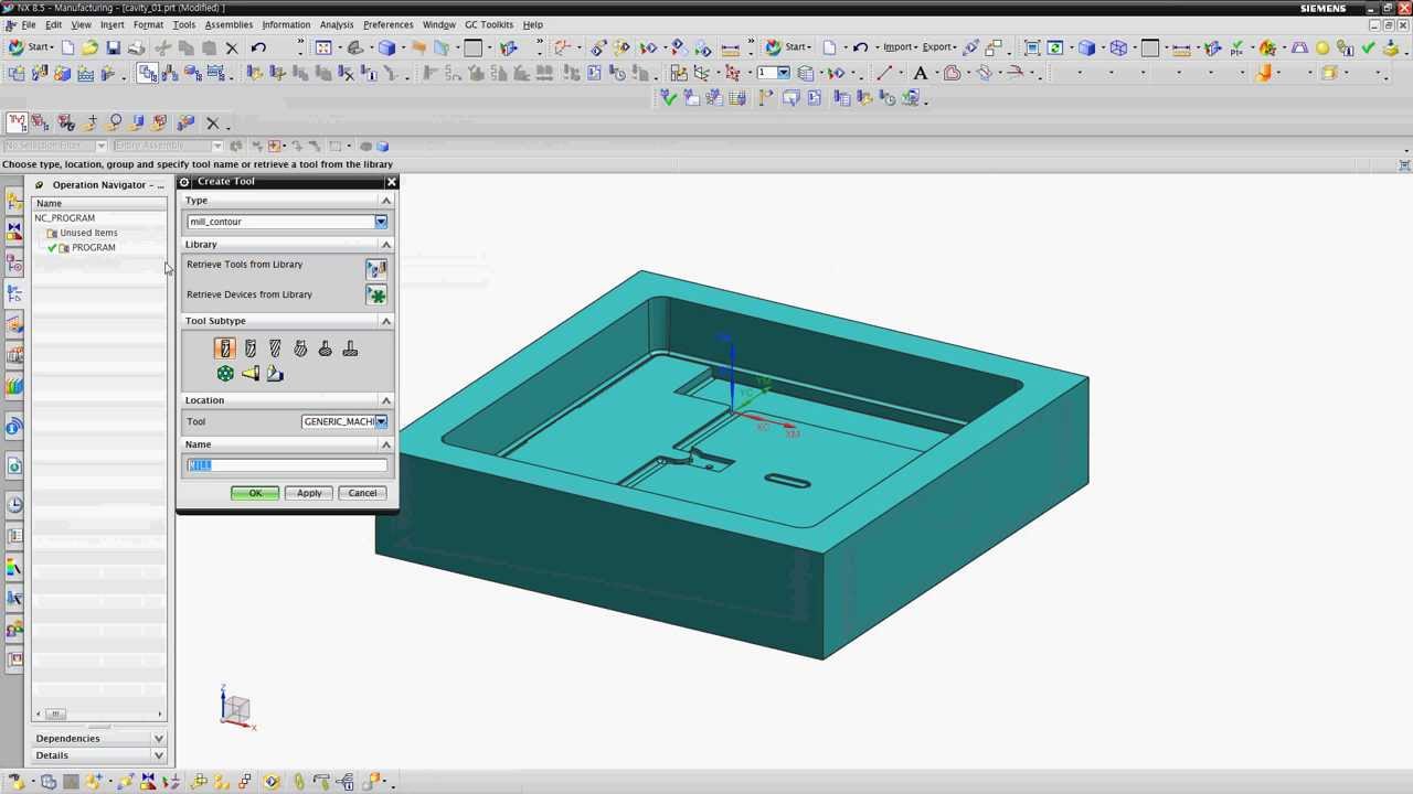 UG NX CAM 8.5 CH07 01 CAVITY Cavitymill for beginner - YouTube